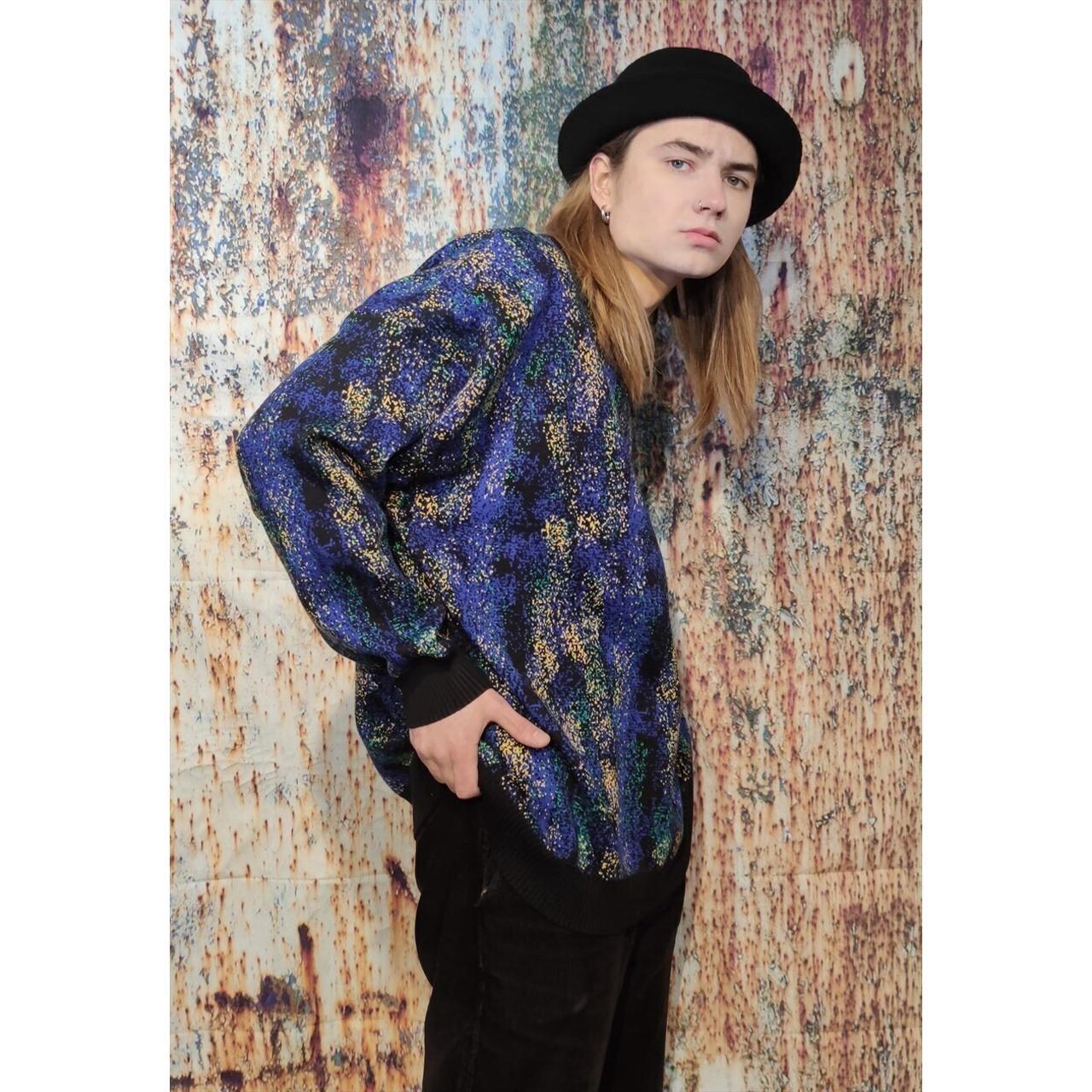 Paint splatter sweater y2k tie-dye jumper in blue... - Depop