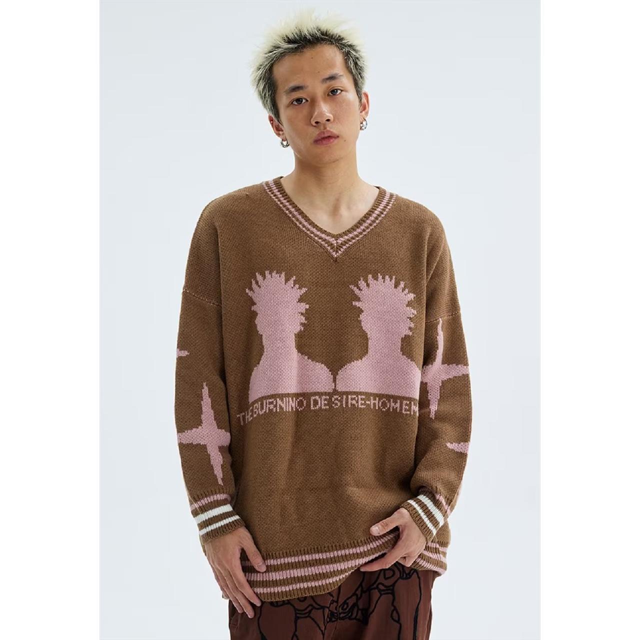 Punk sweater knit grunge jumper distressed rave top... - Depop