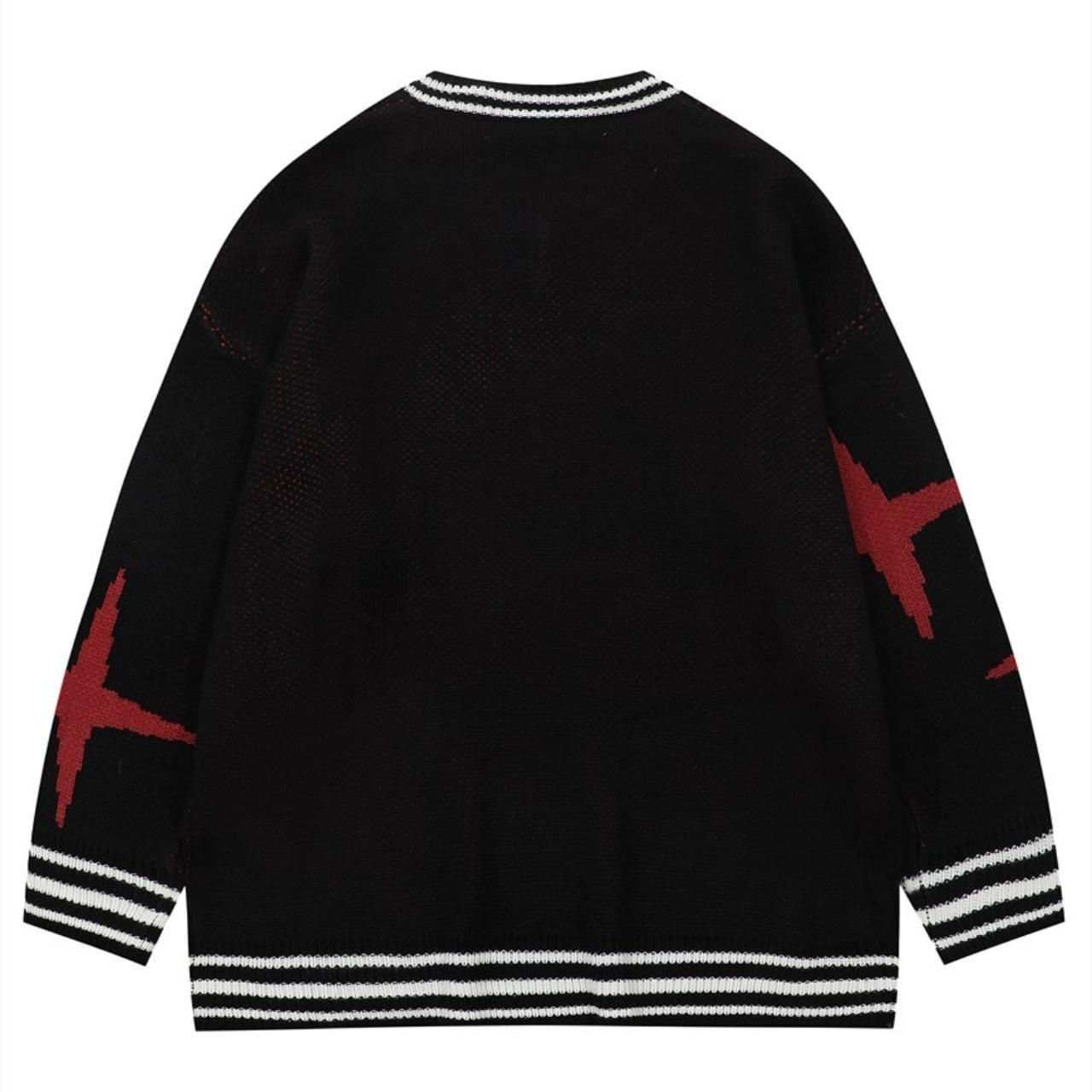 Punk sweater knit grunge jumper distressed rave top... - Depop