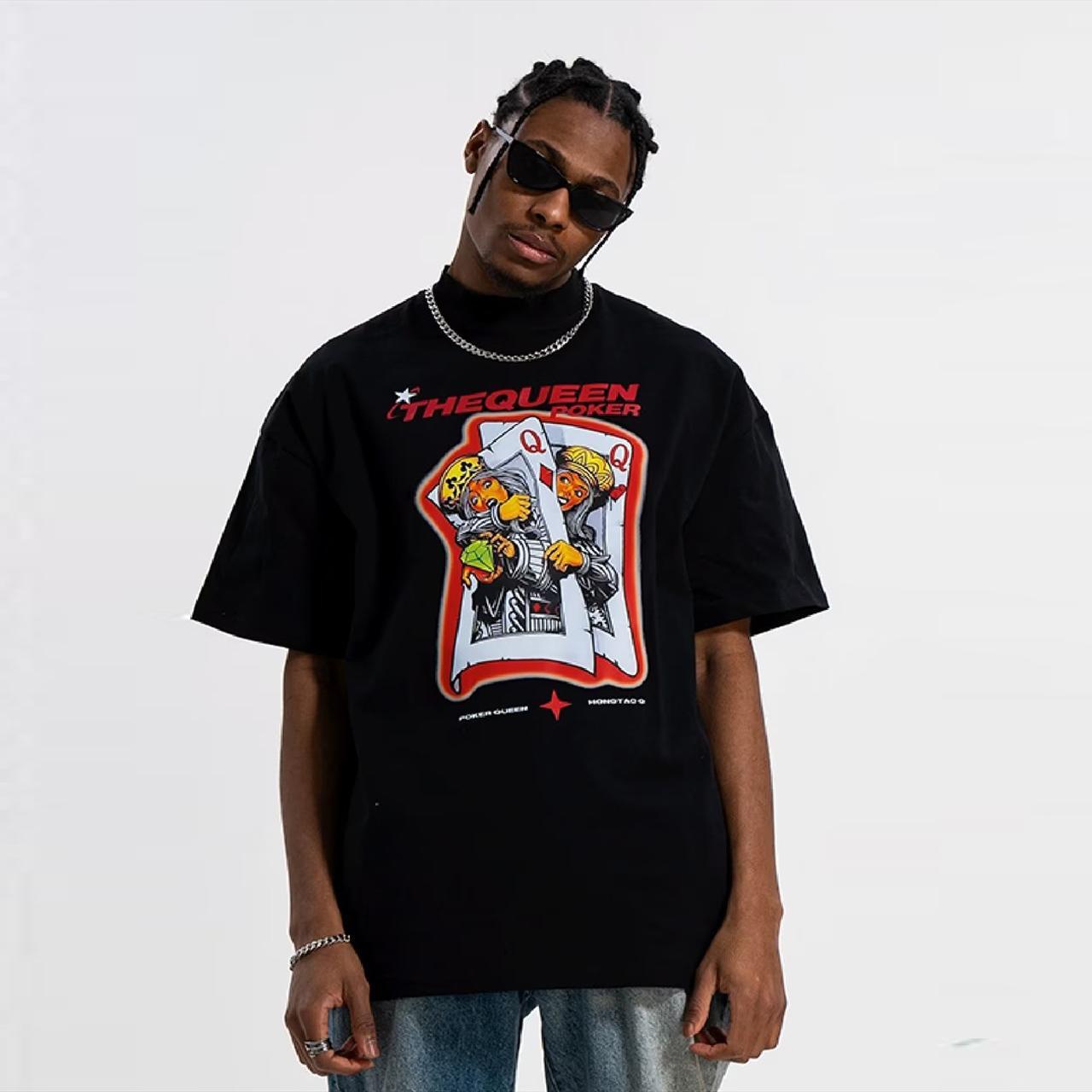 Poker game t-shirt raver print tee hip-hop top in... - Depop