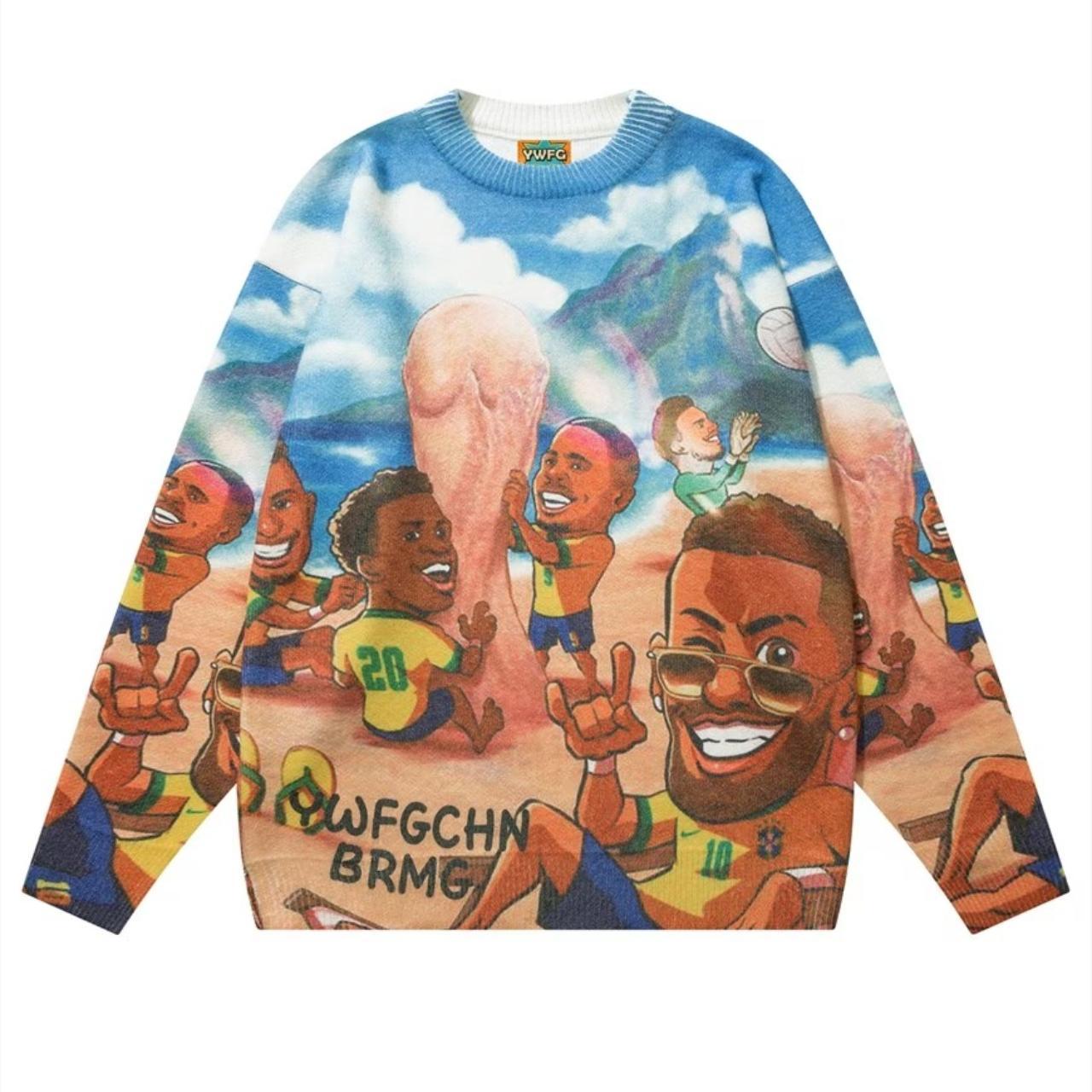 Football sweater knitted sports jumper retro top in... - Depop