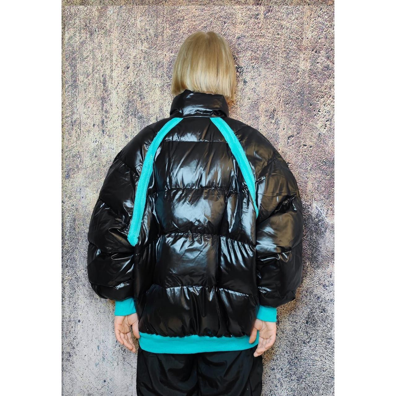 Asymmetric bomber unusual quilted puffer jacket in... | Depop