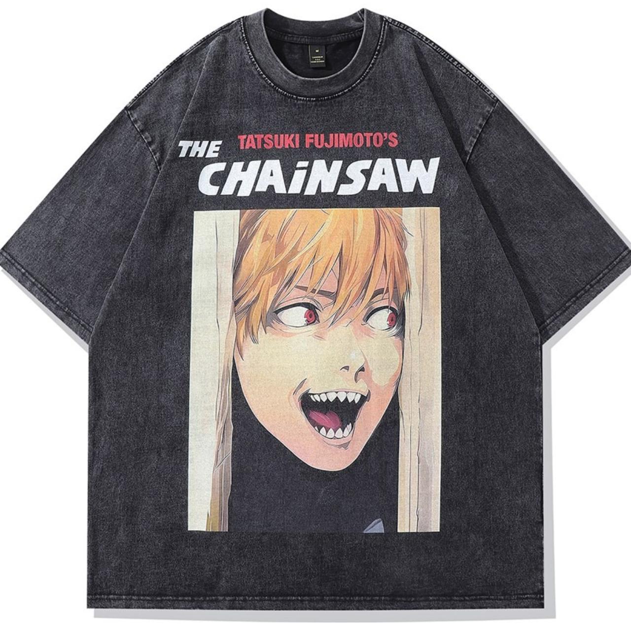 Chainsaw man t-shirt Japanese anime tee retro skater... - Depop