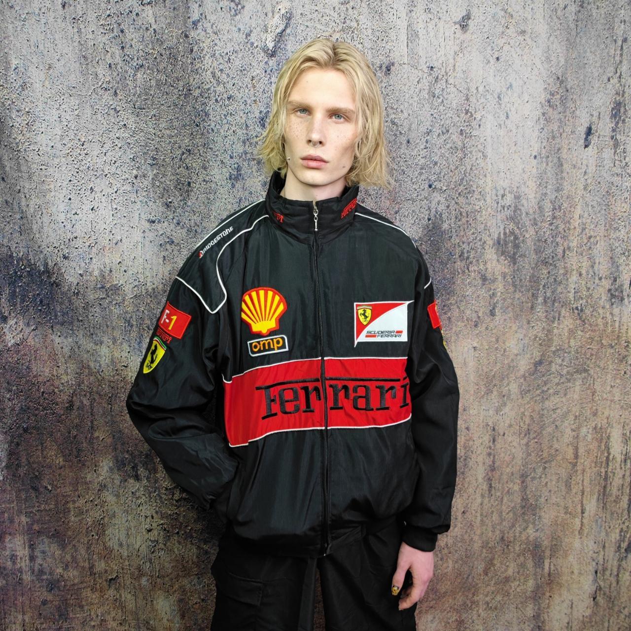 F1 racing jacket multi patch Ferrari motorcycle... - Depop