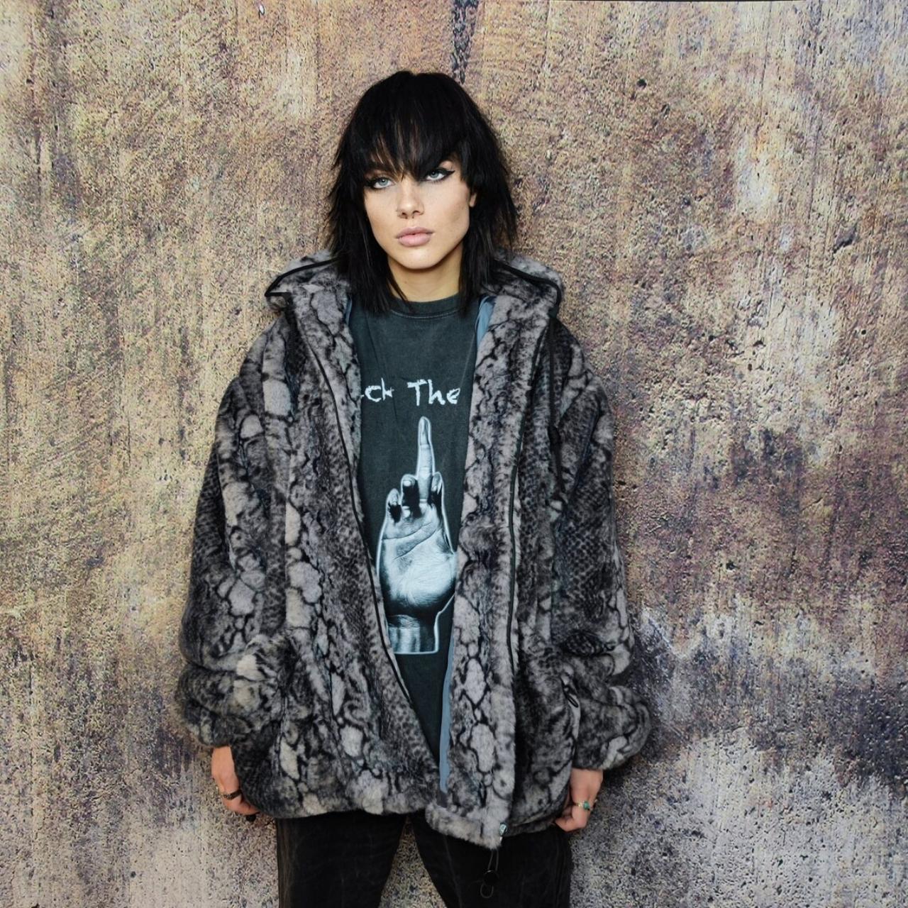 Luxury snake jacket faux fur python print bomber... - Depop