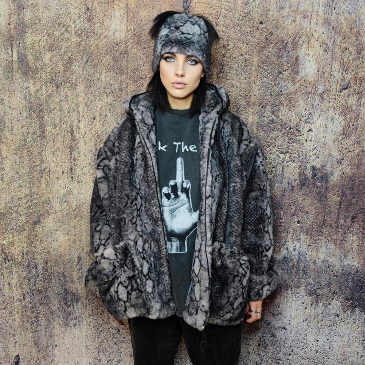 Luxury snake jacket faux fur python print bomber... - Depop