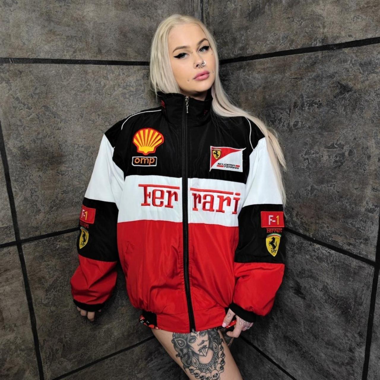 F1 racing jacket multi patch Ferrari motorcycle... - Depop
