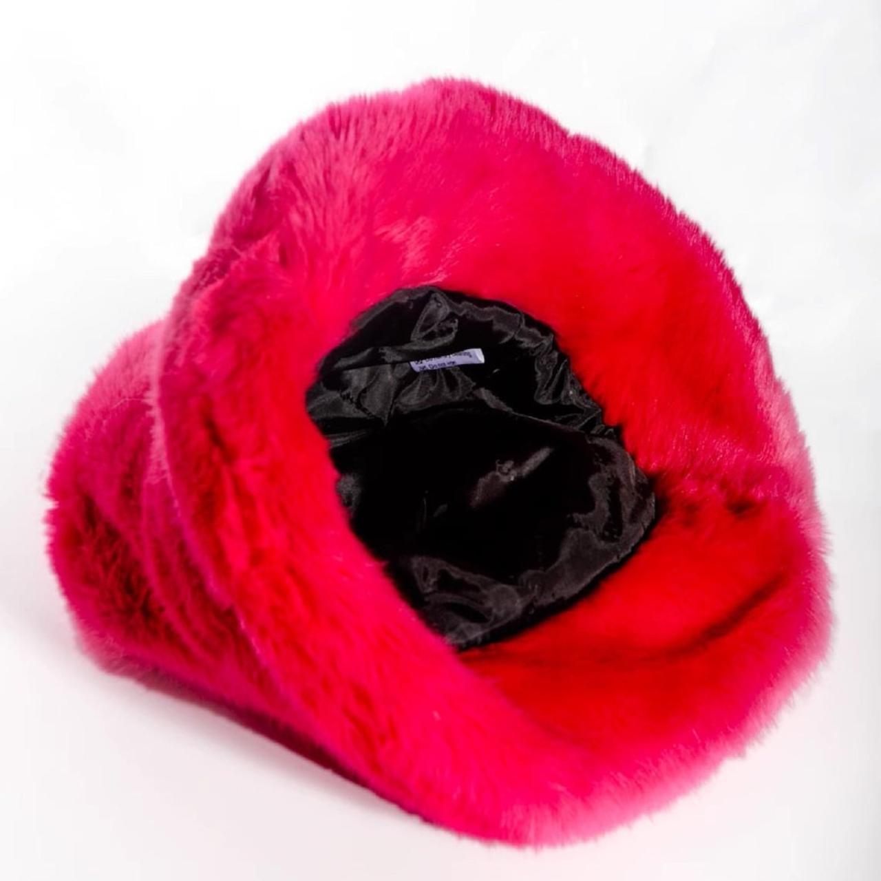 Festival faux fur bucket hat fluffy neon hat raver... - Depop