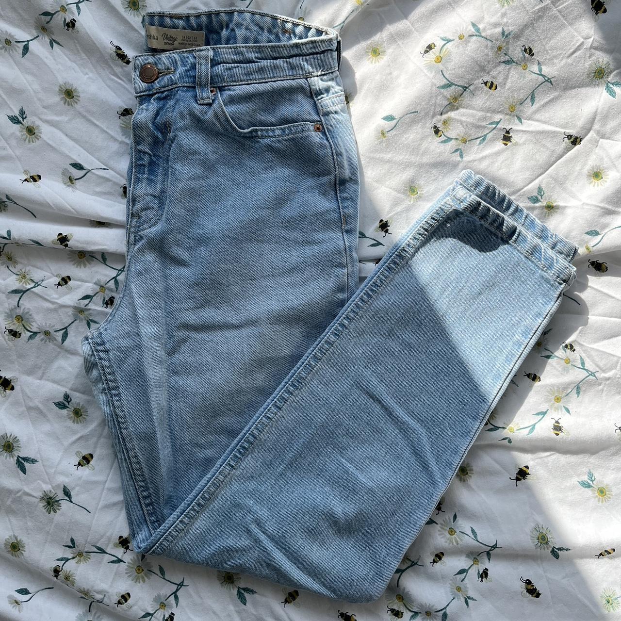 Bershka denim mom jeans. High waisted, worn a few... - Depop