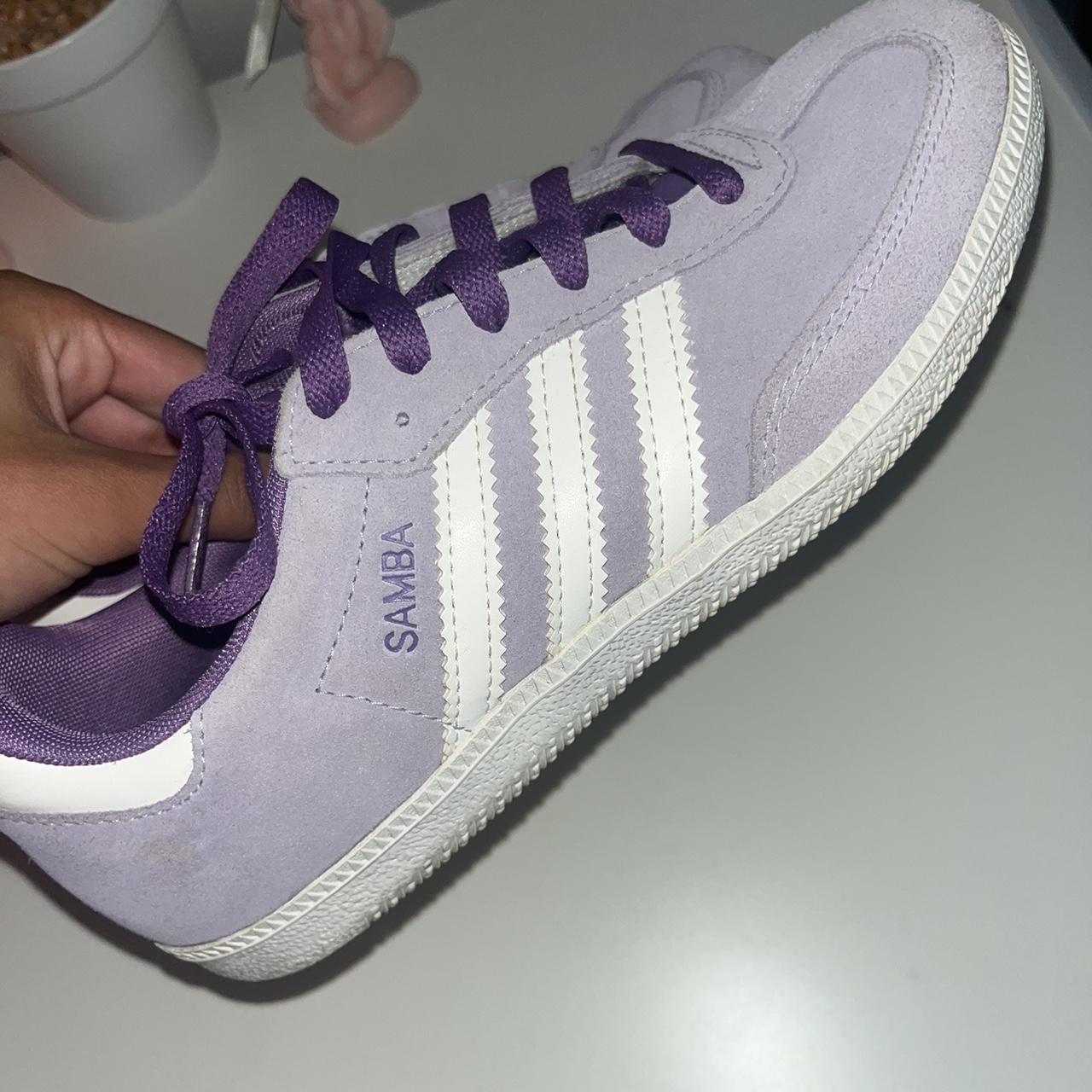 Really pretty purple adidas shoe lace is missing on... - Depop