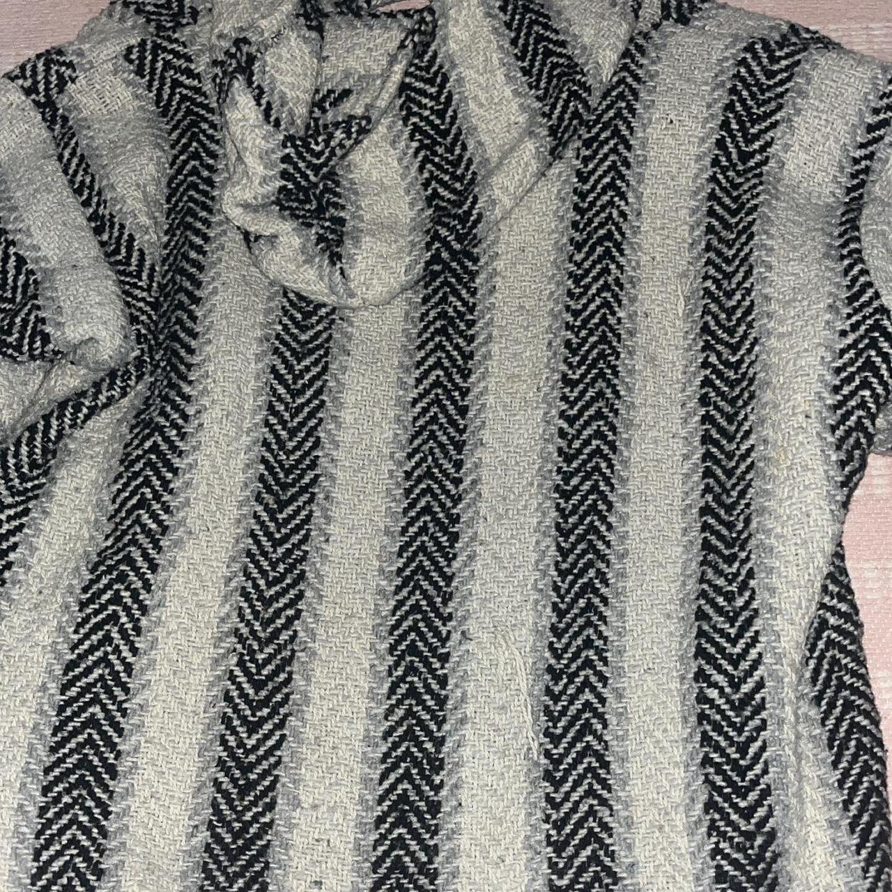 Small black and white drug rug hoodie #y2k #hippie... - Depop