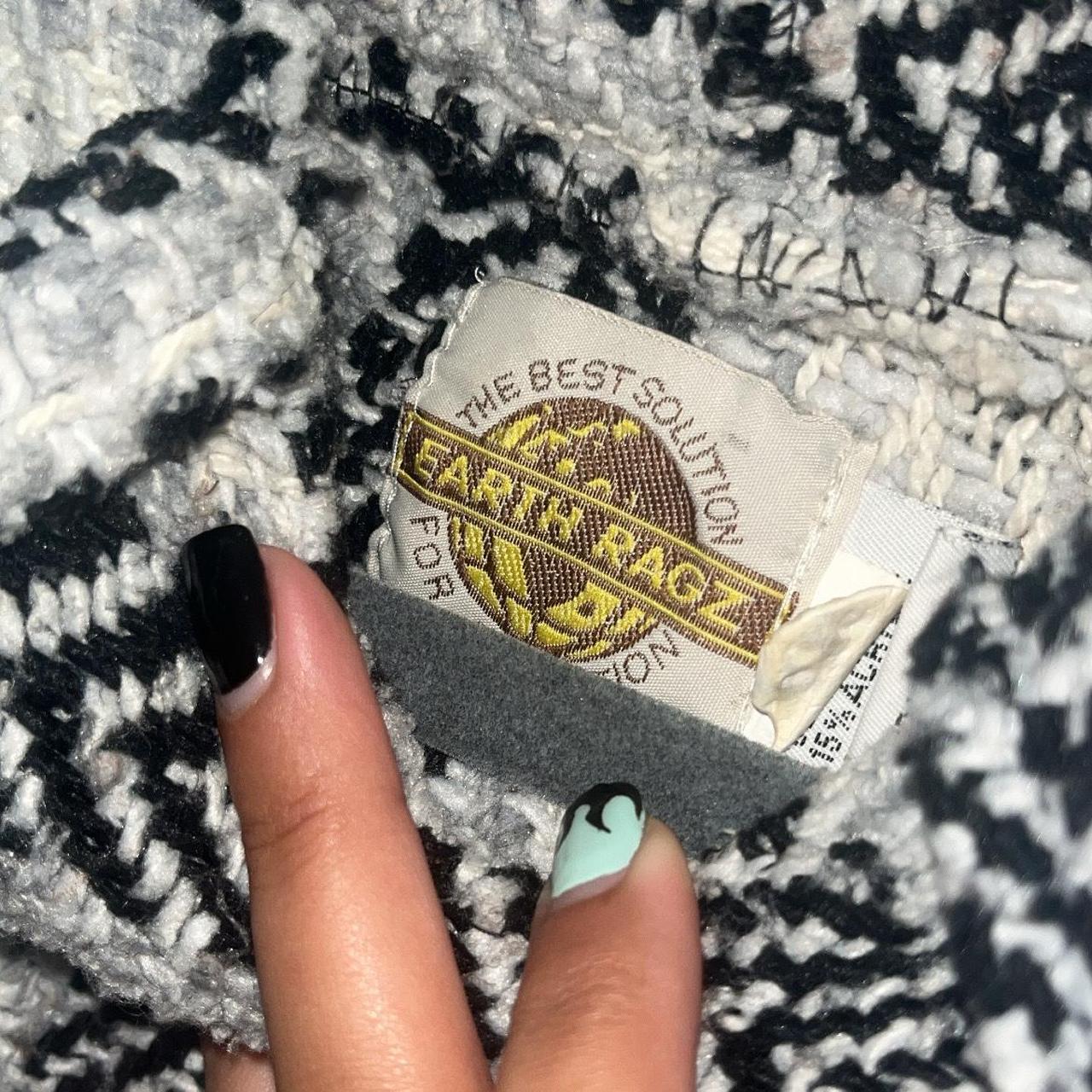 Small black and white drug rug hoodie #y2k #hippie... - Depop