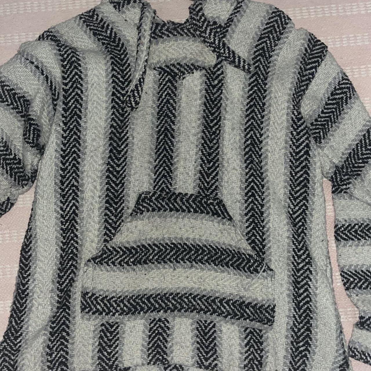Small black and white drug rug hoodie #y2k #hippie... - Depop