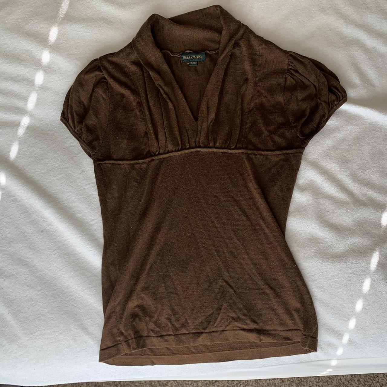 Cutie brown short sleeve shirt!! Very flattering on... - Depop