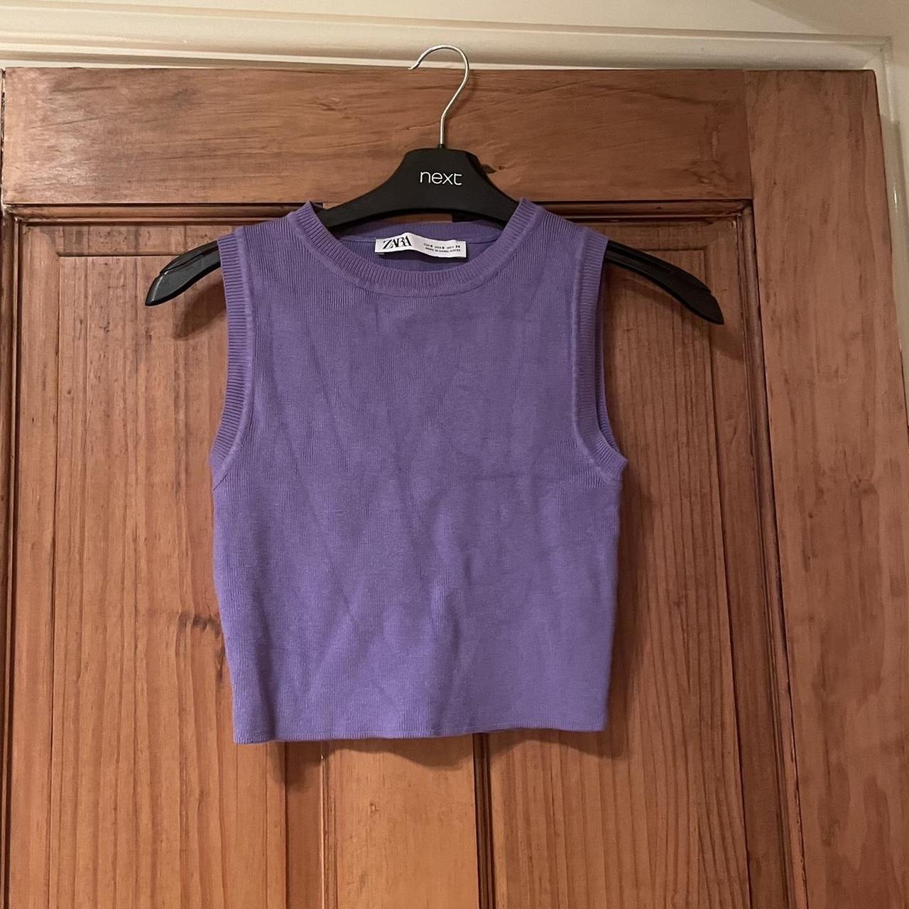 Zara Women's Purple Crop-top | Depop