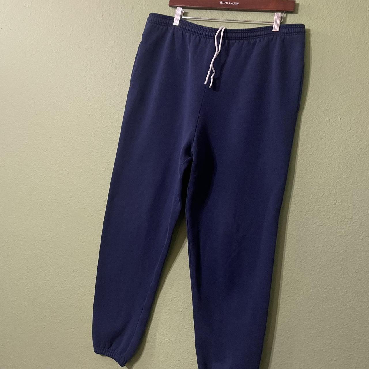 Vintage Hanes heavyweight cotton sweatpants in navy... - Depop