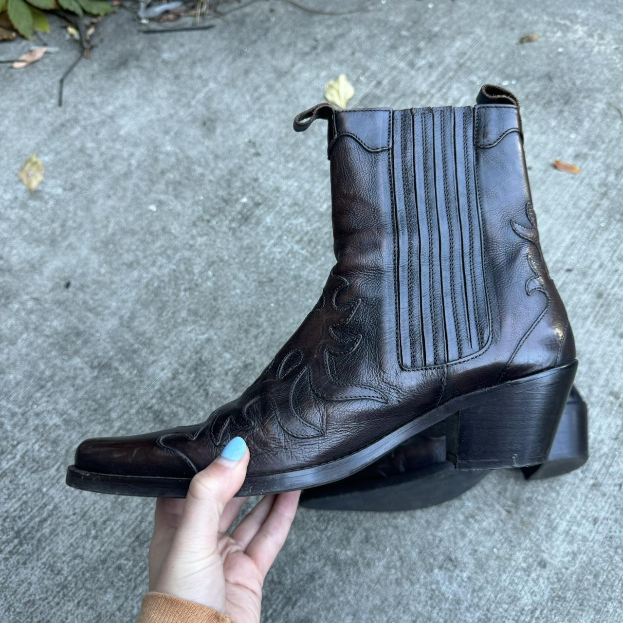 Muratti pointed toe cowboy boots. Dark brown. Swirly... - Depop