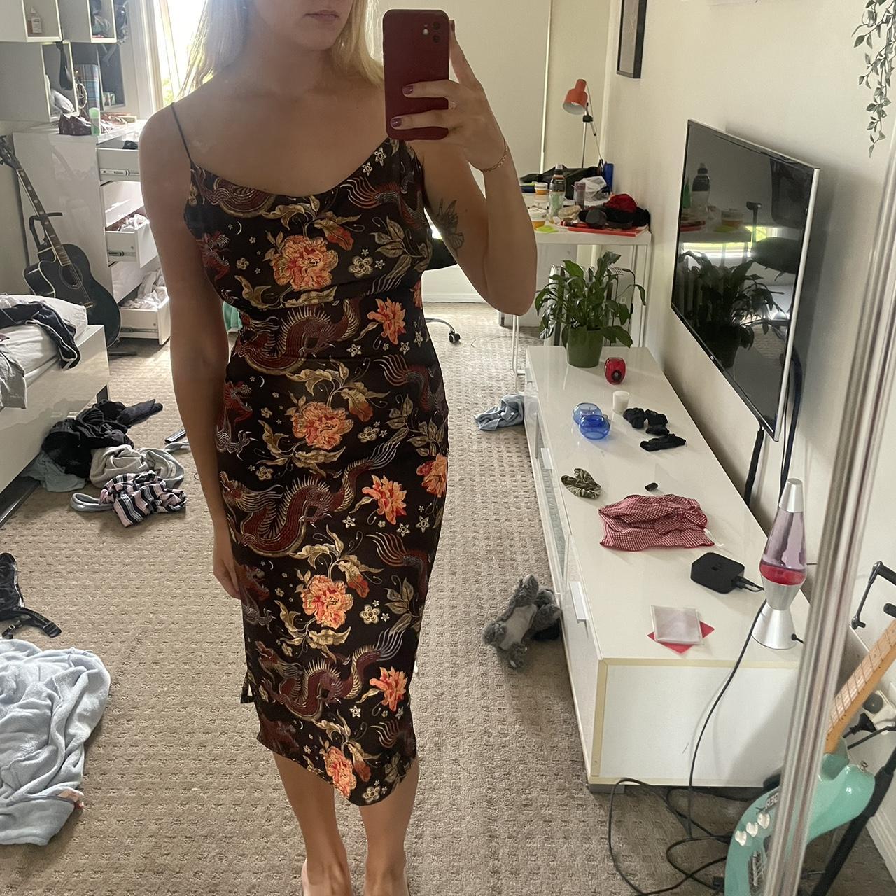 New girl order oriental style midi dress with slit... - Depop