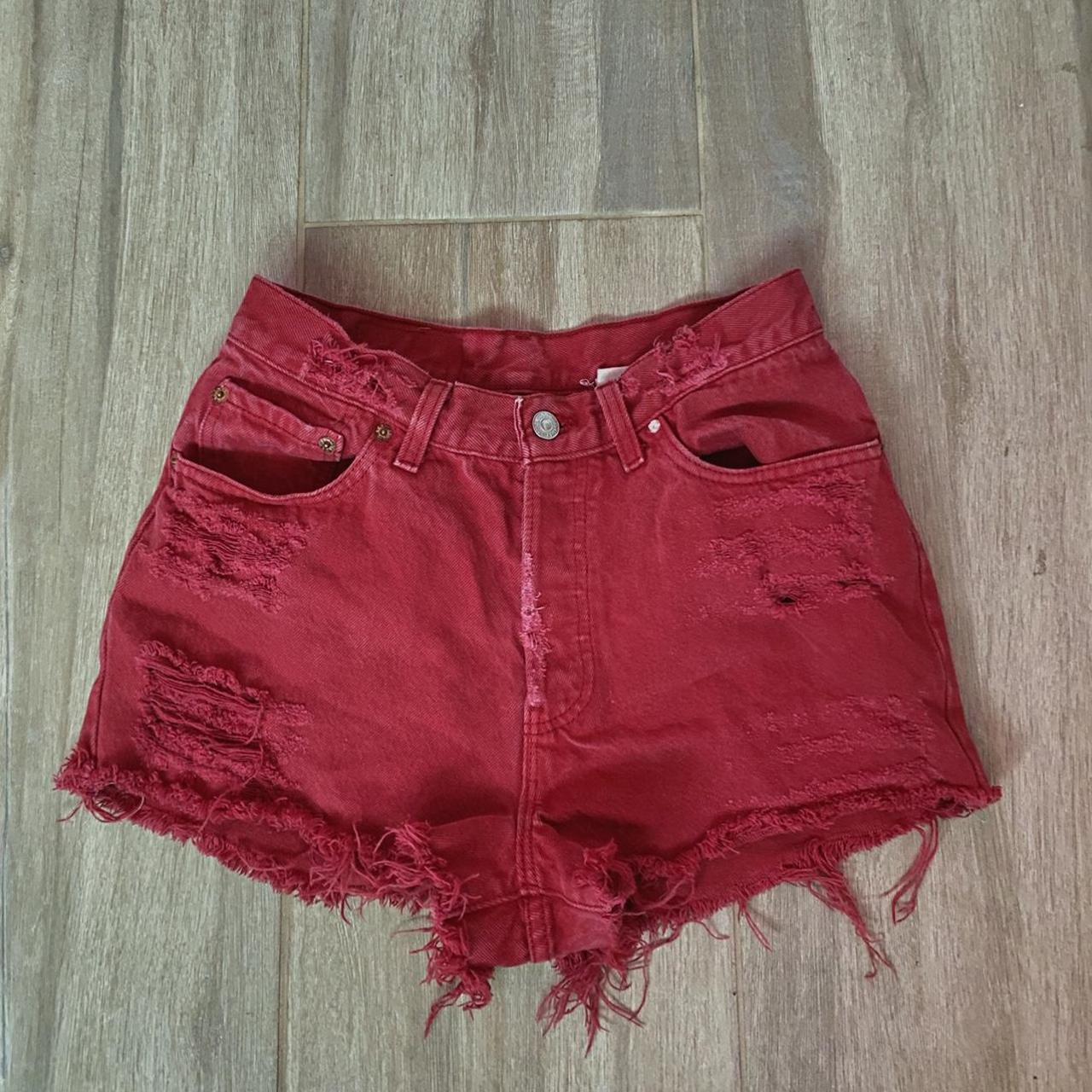 Levi Strauss red jean shorts the cutest shorts... - Depop