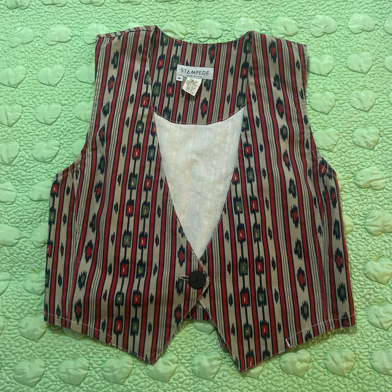 Vintage 80s/90s Stampede Vest. Southwest pattern... - Depop