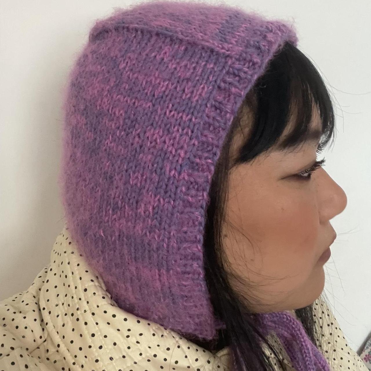 Hand knitted bonnet 100% cotton yarn mixed with... - Depop