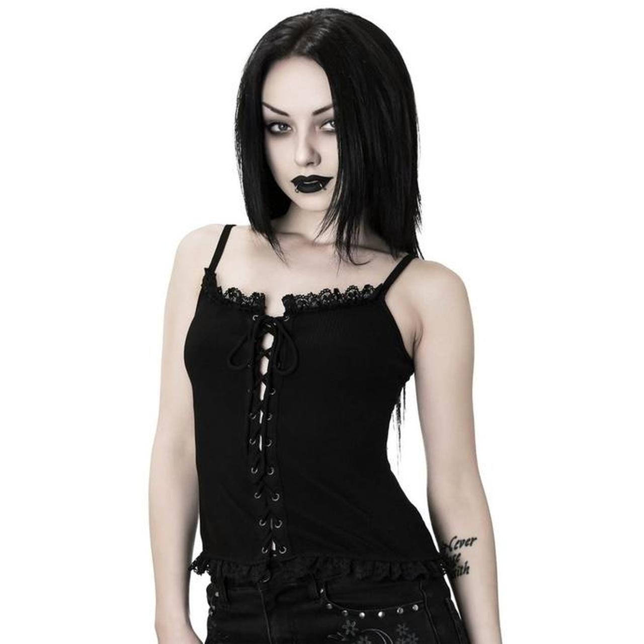 Killstar Drea vest top with lace up corset detail... - Depop