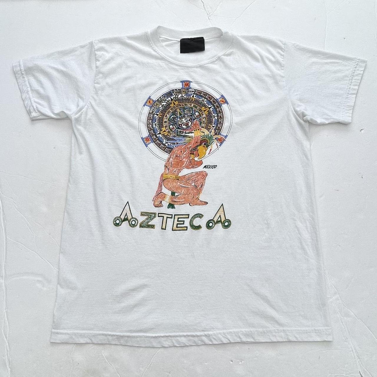 Vintage 90’s Aztec Azteca Mexico Graphic T Shirt Sun... - Depop