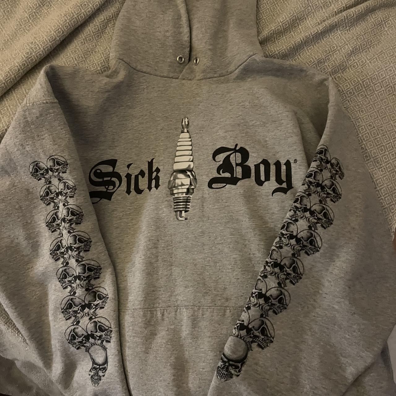 Sick boy vintage motorcycle hoodie with skulls down... - Depop