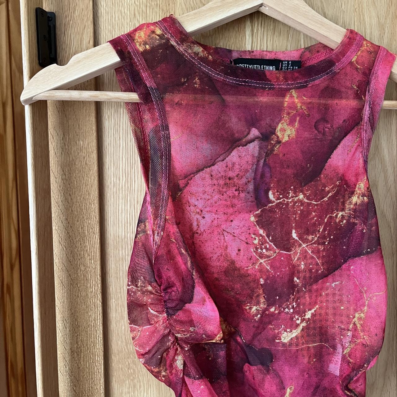 Red graphic mesh top from plt, so flattering on ,... - Depop