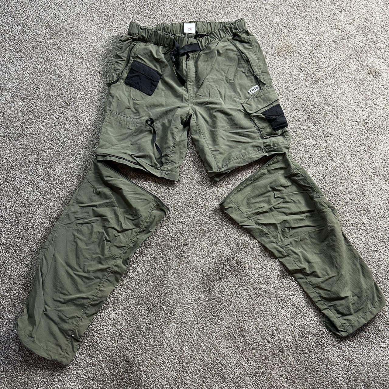Felt Brand Green Cargo Pants w/ unzippable shorts... - Depop