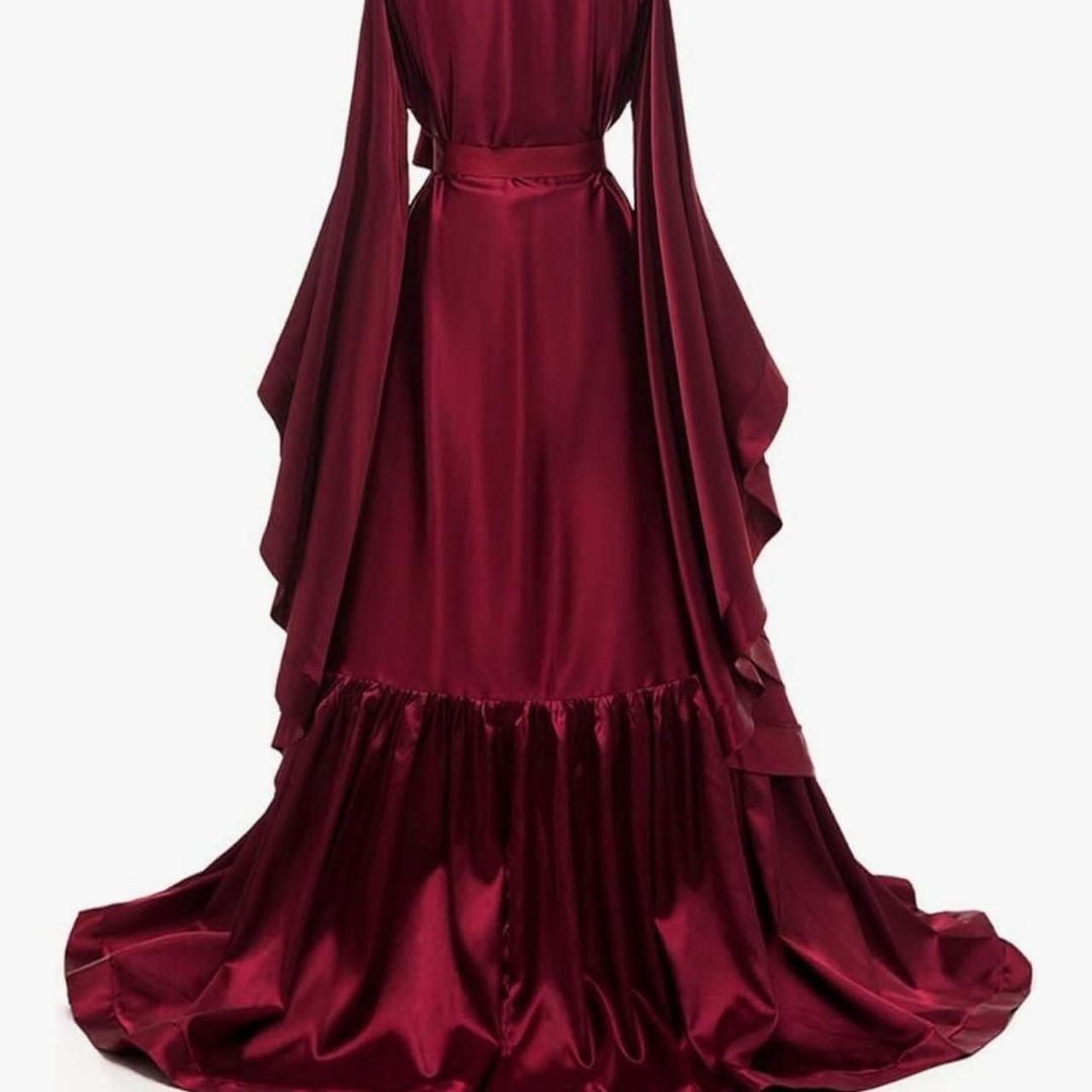 dark red satin dressing gown/robe. size M/L but can... | Depop