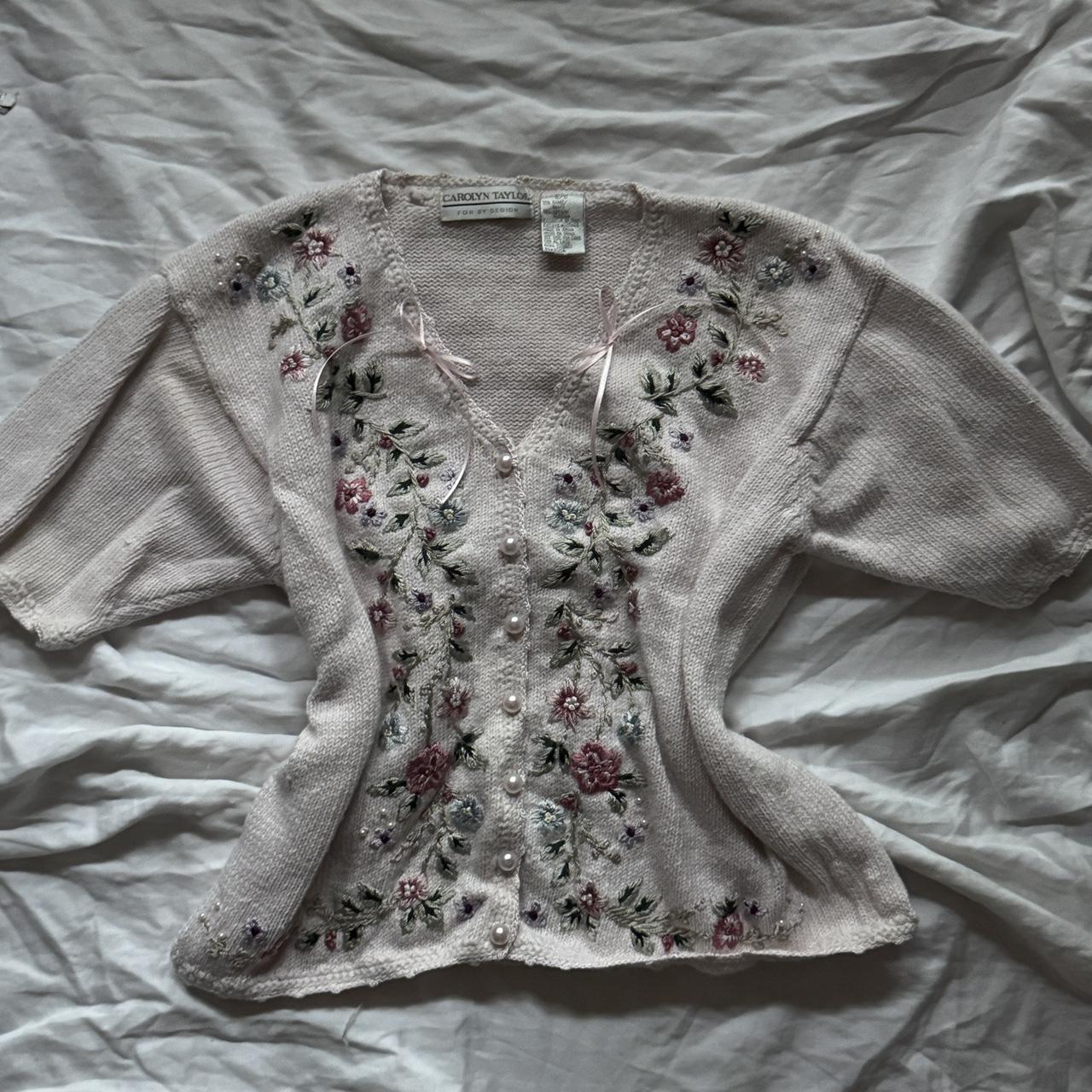 Strawberry shortcake “core” top 🍓💌 Cream floral... | Depop