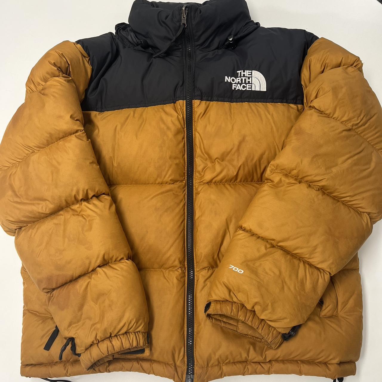 Orange/Brown TNF 700 puffer. Minor signs of wear but... - Depop
