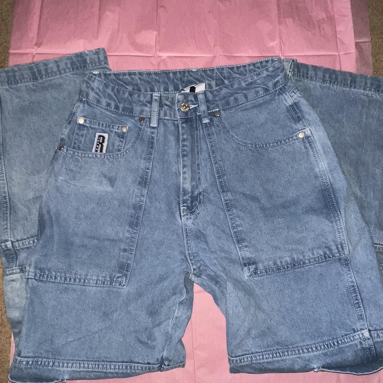 ragged jeans high waisted carpenter wide leg jeans... - Depop
