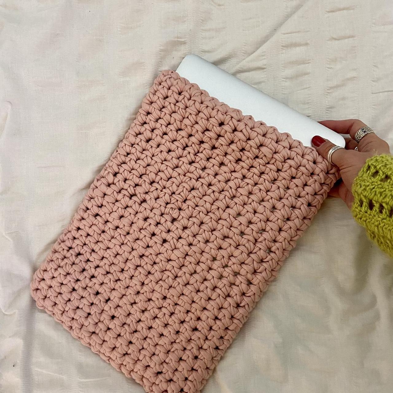 Recycled tshirt yarn laptop sleeve 💻 Handmade ️ - Depop