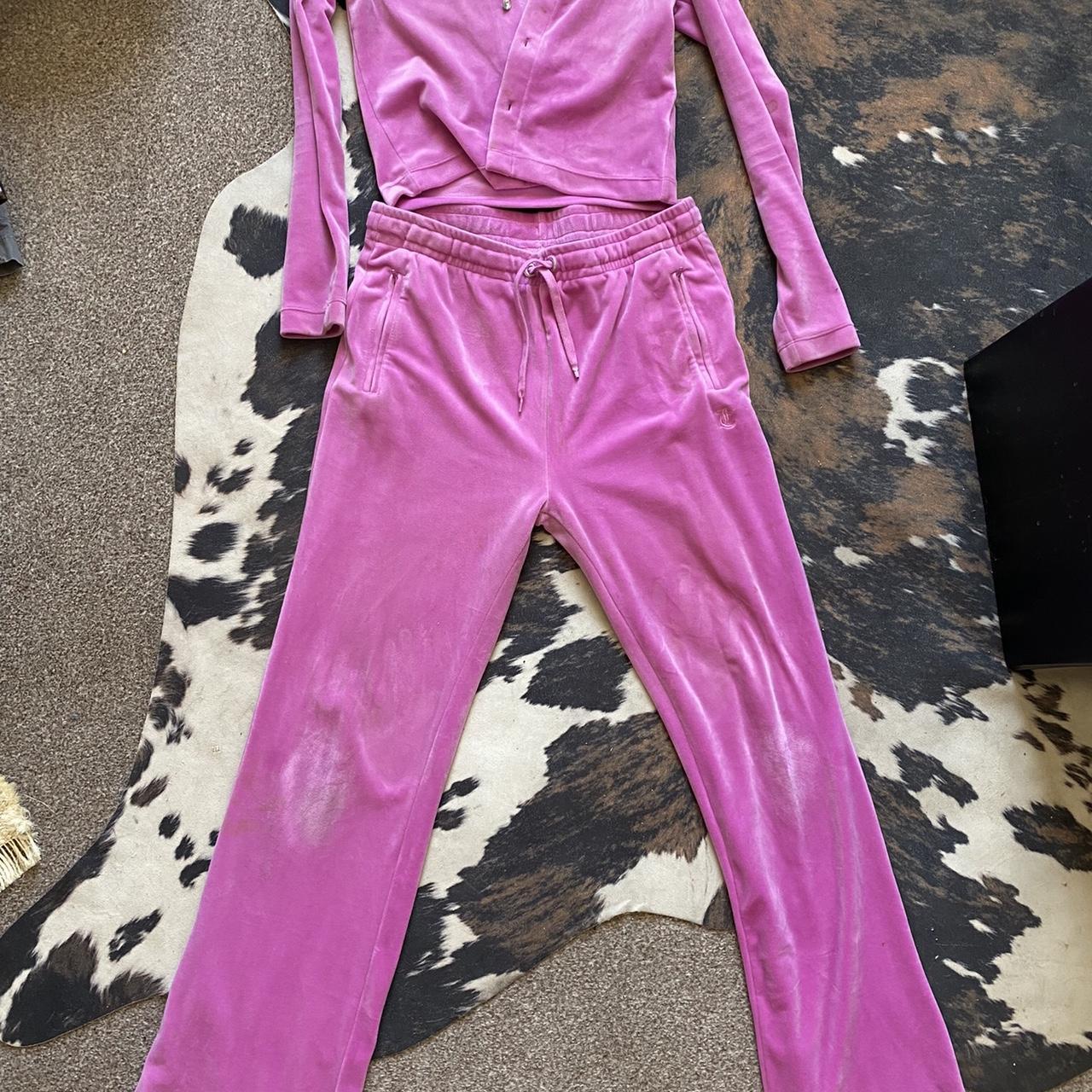 Pink juicy couture velour tracksuit two piece Not... - Depop