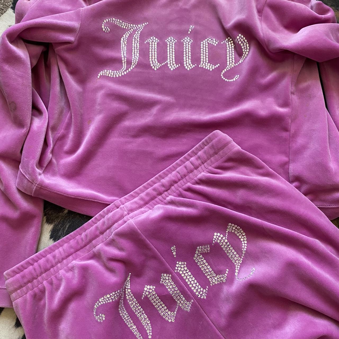 Pink juicy couture velour tracksuit two piece Not... - Depop