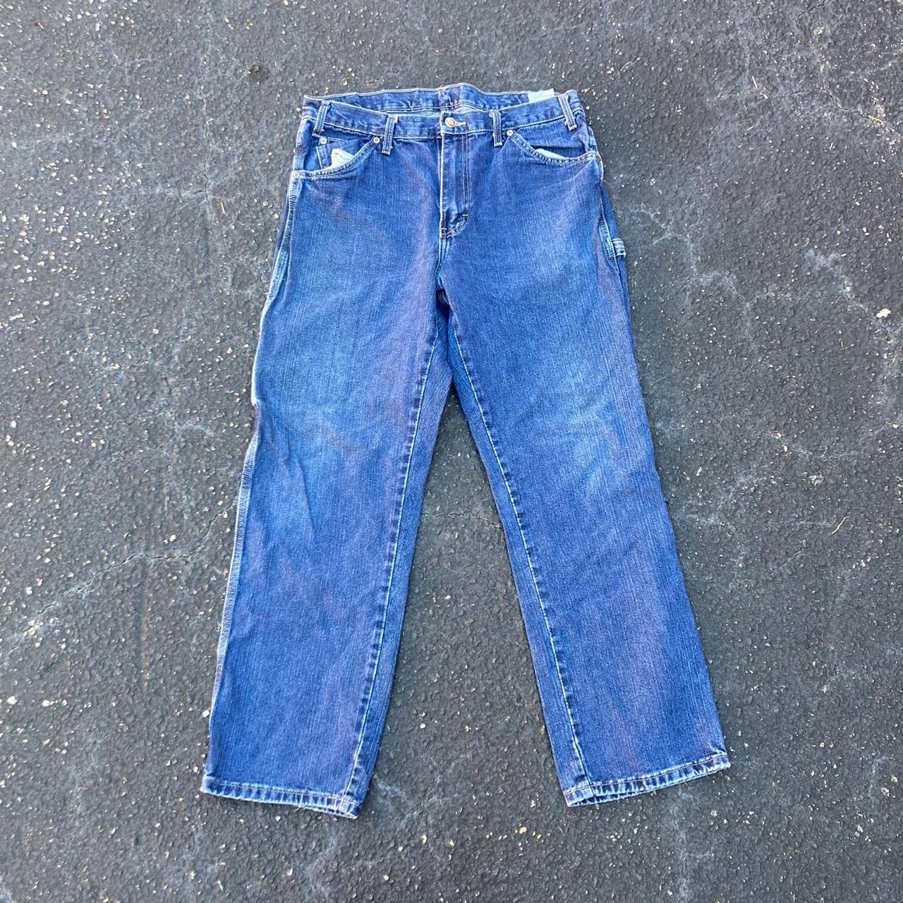 Vintage 1990s Red Tab Label Dickies Blue Carpenter... - Depop