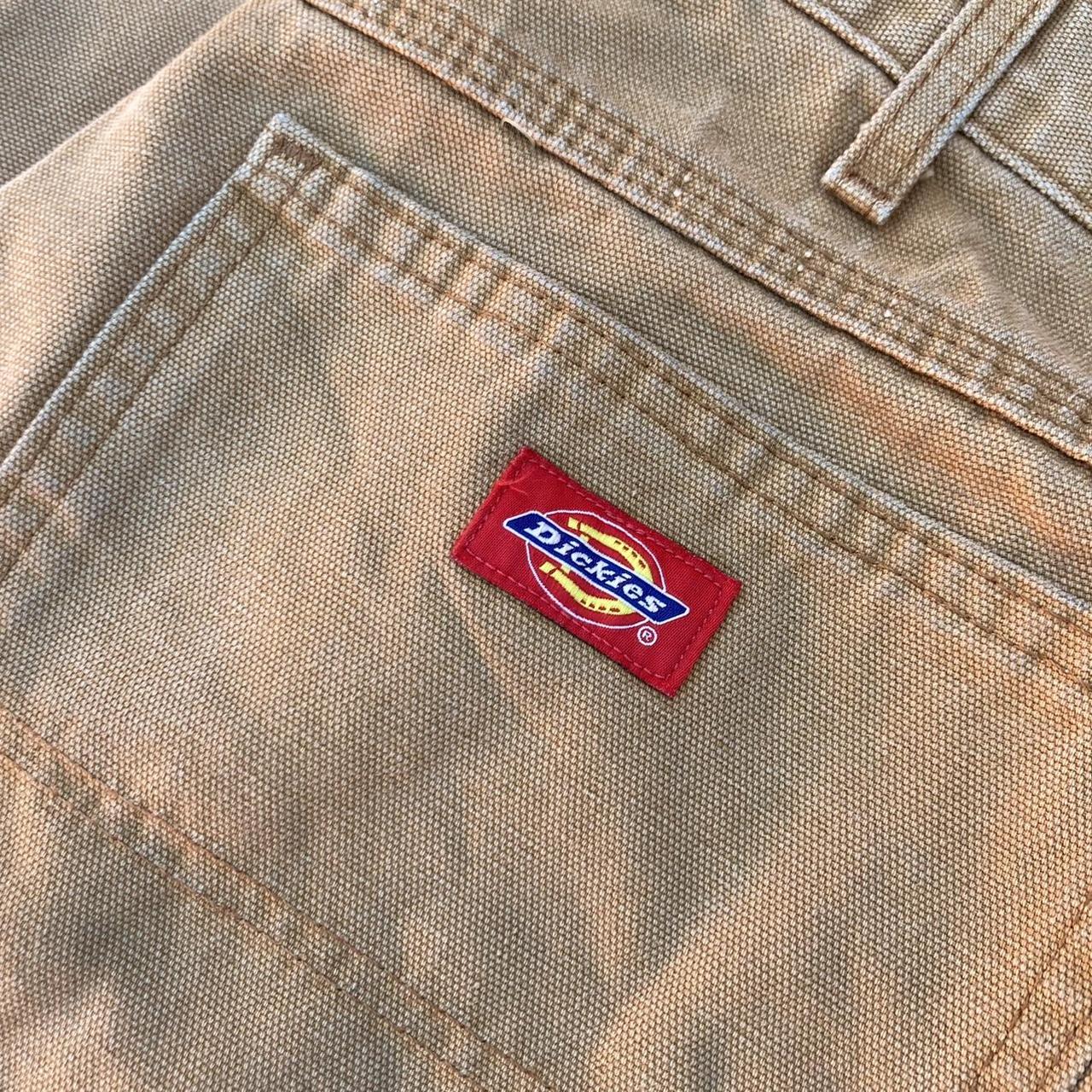 Baggy vintage 1990s Dickie red label tan/brown... - Depop