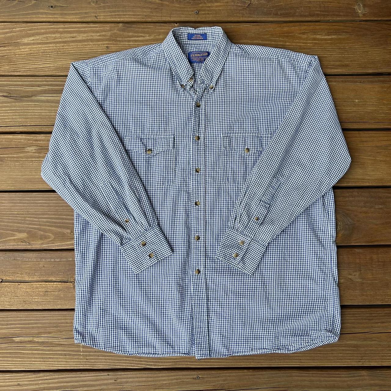 Pendleton Men's White and Blue Shirt | Depop