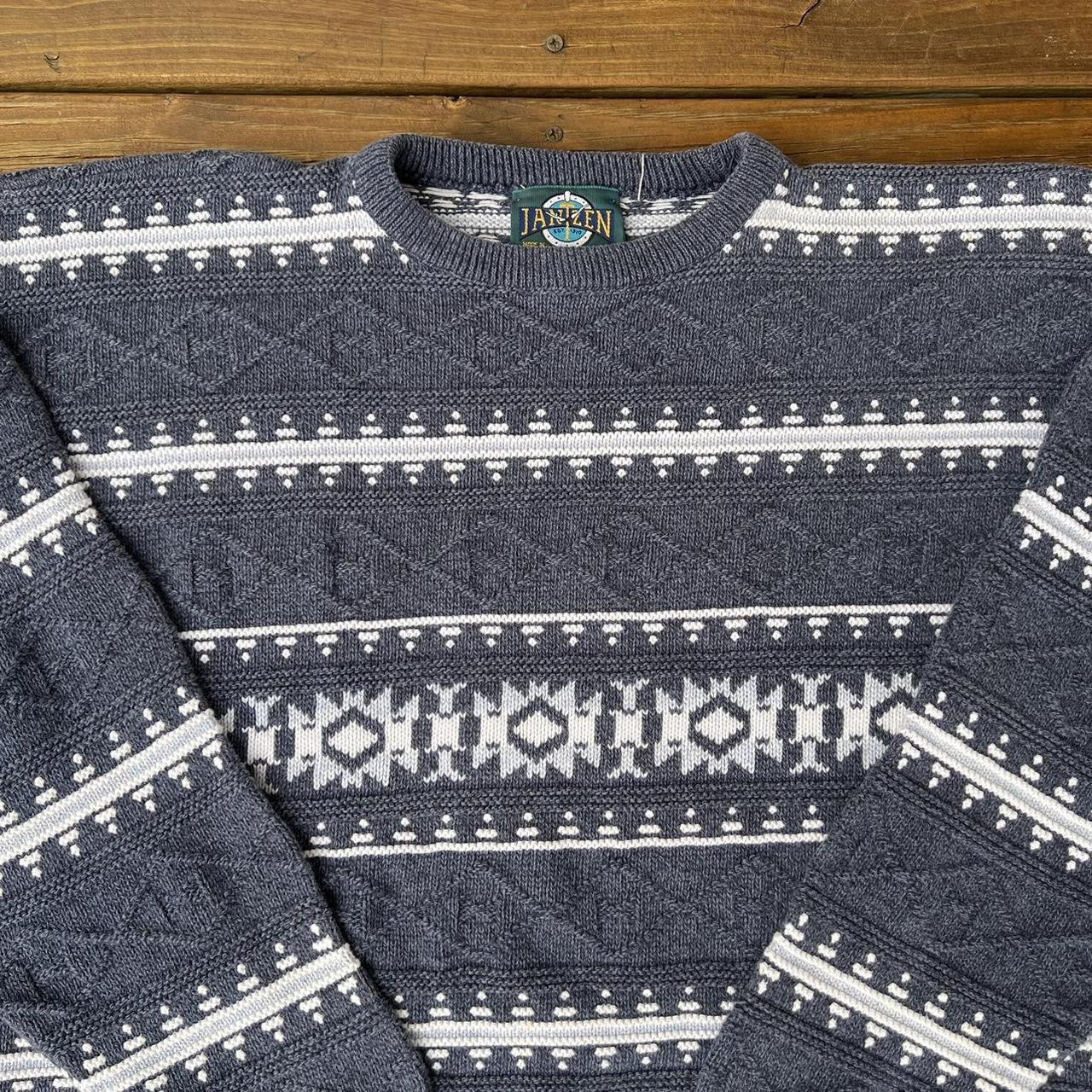 Vintage 1990’s Jantzen USA Made Faded Navy Striped... - Depop