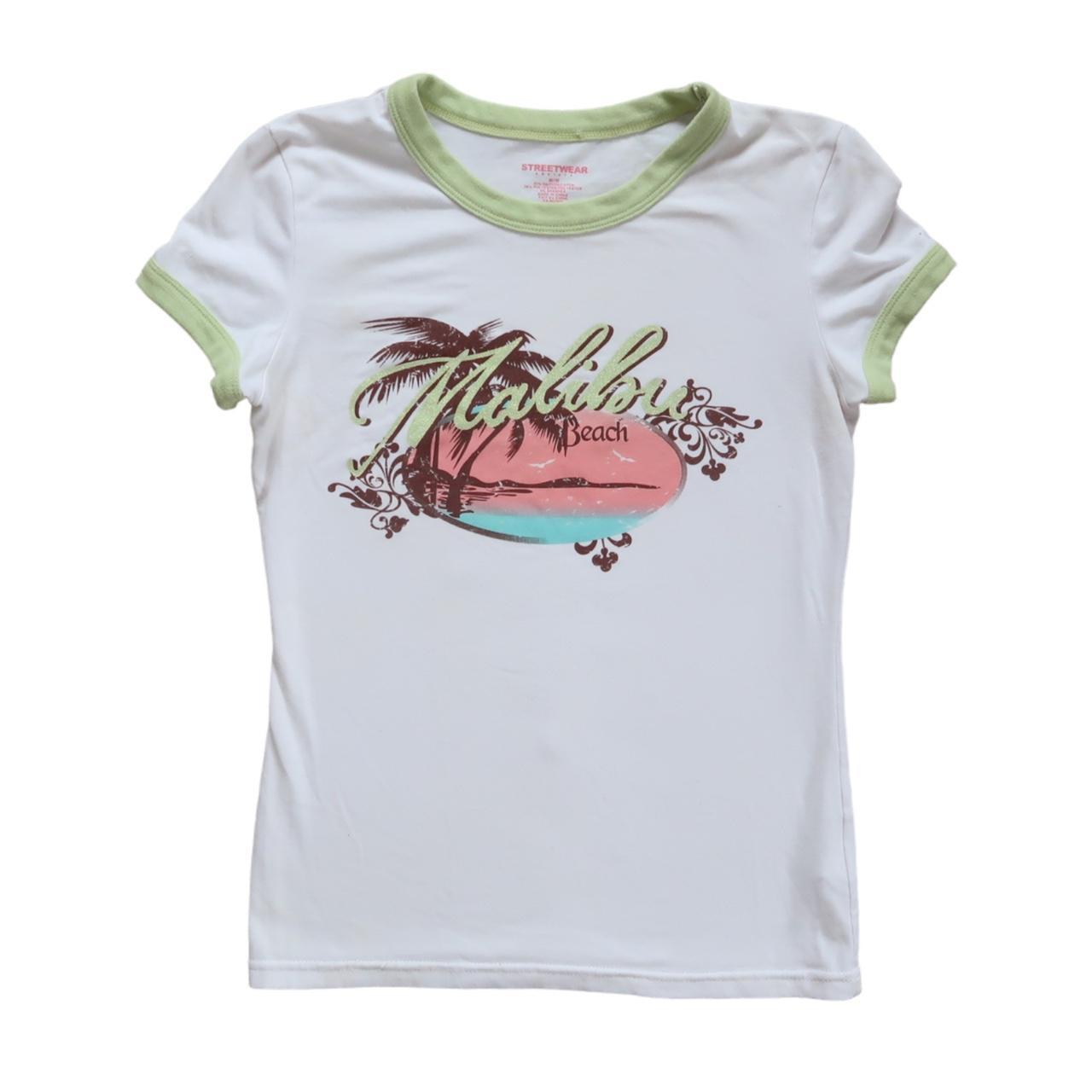 Graphic Tee 2000s tropical "Malibu" baby... - Depop