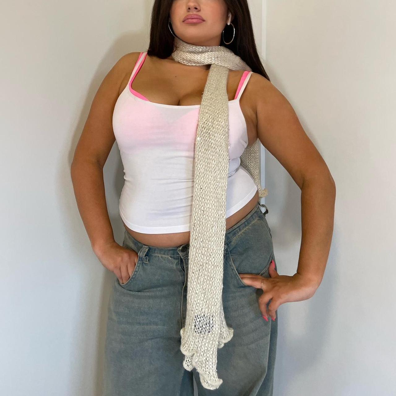 Y2k scarf Knit beige 2000s scarf! FREE SHIPPING ON... - Depop
