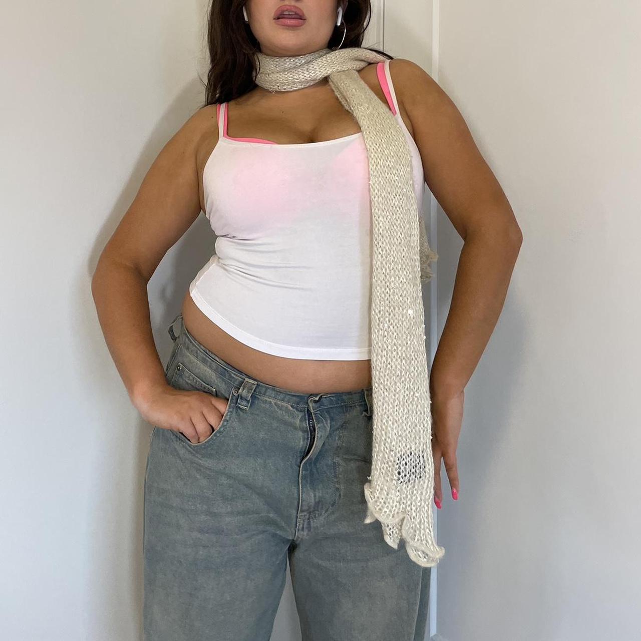 Y2k scarf Knit beige 2000s scarf! FREE SHIPPING ON... - Depop