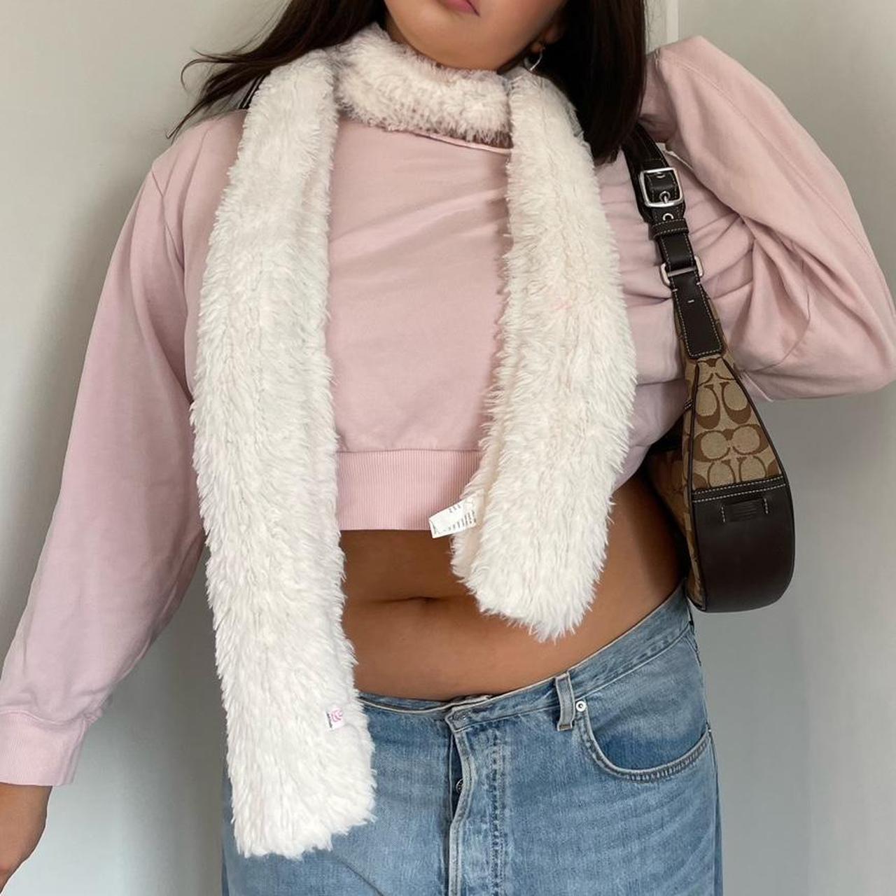 Y2k scarf Fuzzy y2k white scarf! FREE SHIPPING ON... - Depop