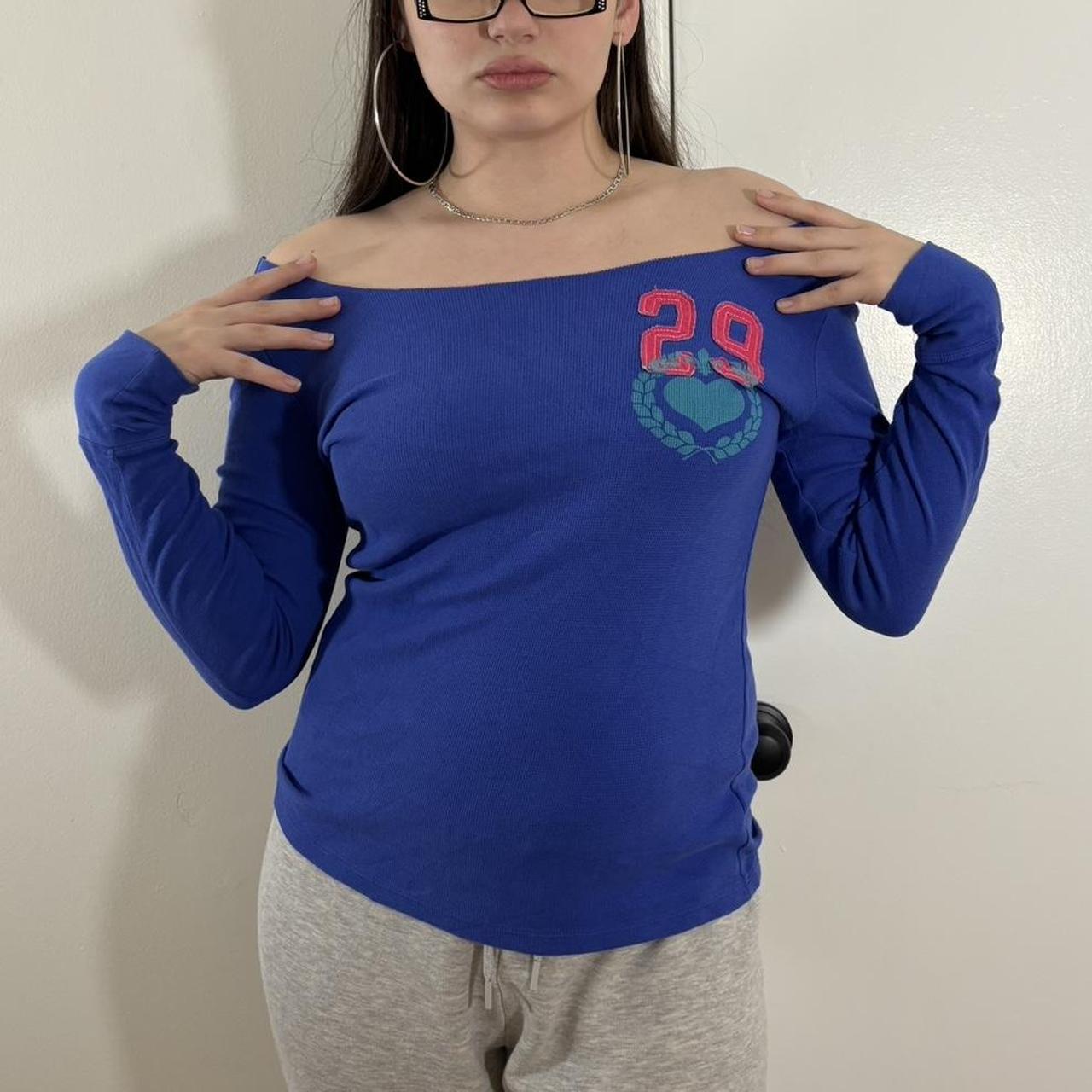 Off the shoulder top 2000s waffle knit sporty off... - Depop