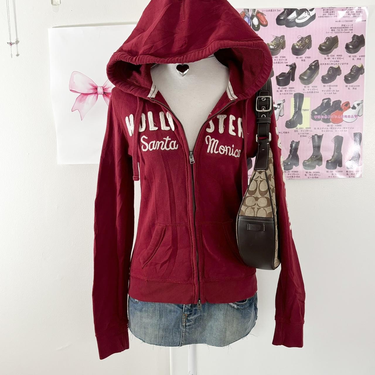 Hollister Zip up Vintage 2000s red cozy Hollister... - Depop