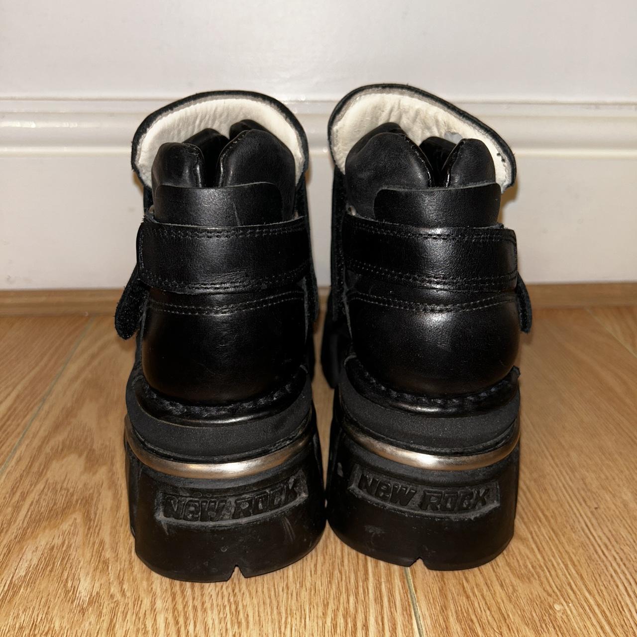 Vintage black leather New Rock chunky platform boots... - Depop