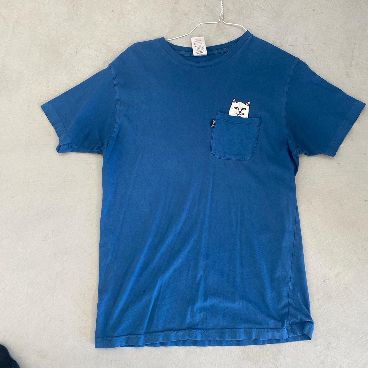Ripndip blue t shirt (middle finger cat) - Depop