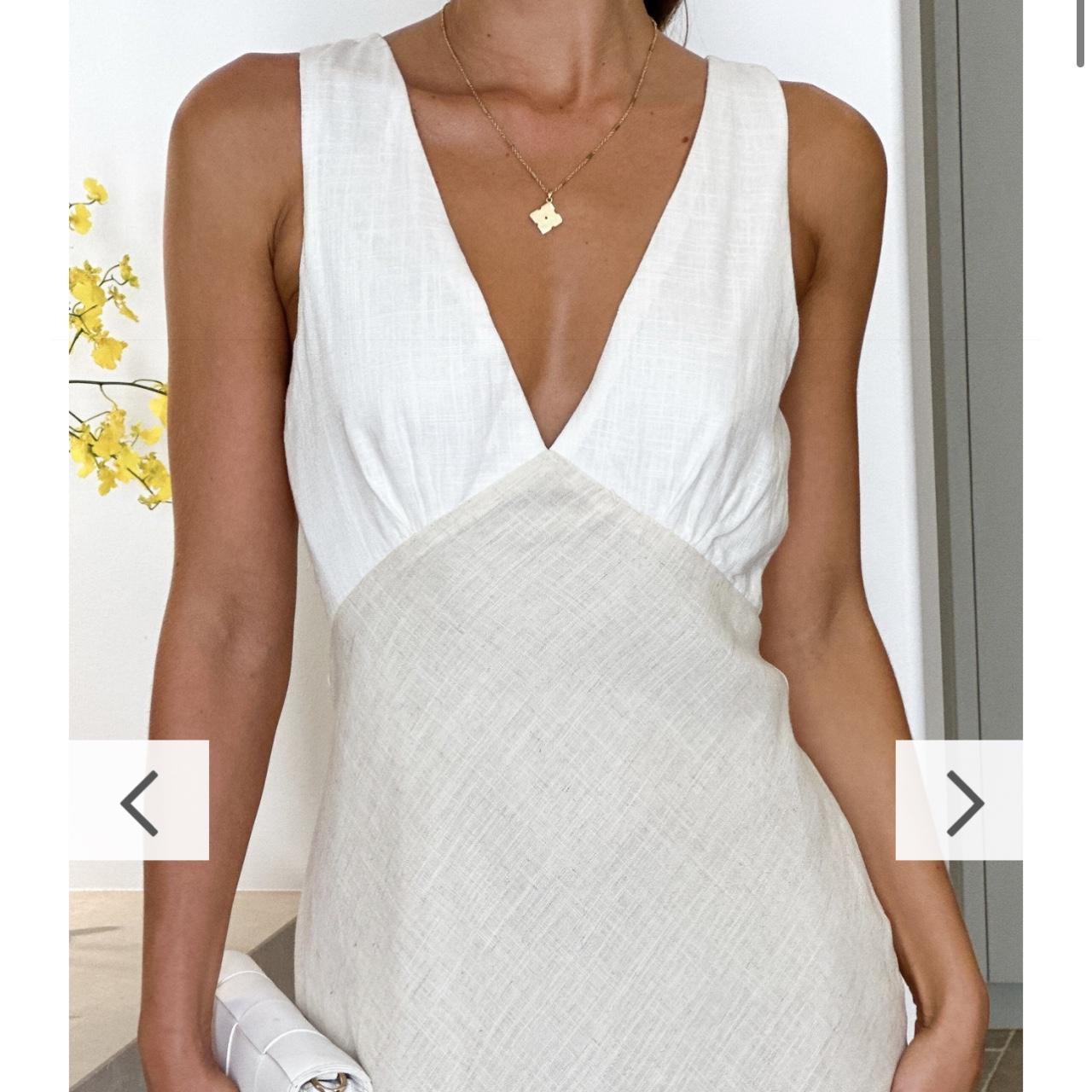 REPOP (wrong size) Billy J White linen dress // AUS... - Depop